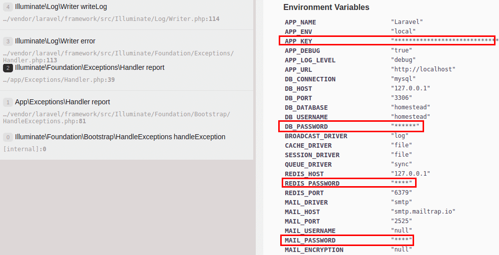 Laravel Hide env Variables And Details From Debug Output Shouts dev